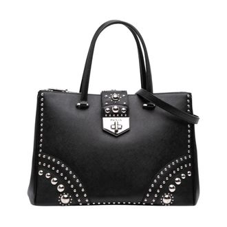 Prada Pre-owned Studded Leather Top Handle Bag - - Pre-owned - Damen - Schwarzk - ONE SIZE