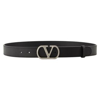 Valentino Garavani Schwarzer Leder VLogo G&uuml;rtel - - Accessories - Herren - Schwarzk - 90 CM