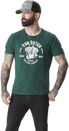 Von Dutch Tee Shirt Homme 100% Coton, T-Shirt Homme Rules, Col Rond & Regular fit, Vert Taille M