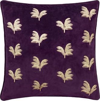Riva Paoletti Guilded Palms Besticktes, mit Polyester gefülltes Kissen - Pflaume - 45 x 45 cm