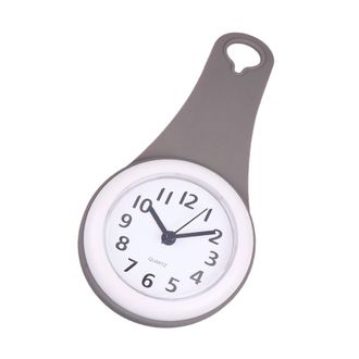 Happyyami Badezimmerwanduhr mit Saugn&auml;pfen Ger&auml;uschlos Graues Kunststoffgeh&auml;use Leicht Abnehmbar f&uuml;r Dusche und Kinderzimmer