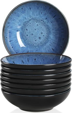 VANCASSO Kombiservice Steinzeug, vancasso BUBBLE 8 teiliges Suppenteller aus Steingut, Tellerset 950ml, für 4-12 Personen