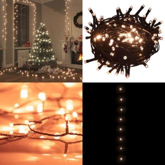 vidaXL Lichterkette mit 2000 LEDs Indoor & Outdoor 200m IP44 Warmweiß - Weihnachtsdeko - Lichterkette - LED-Beleuchtung - Outdoor-Beleuchtung
