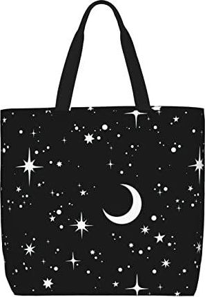Generic Sac Fourre-Tout Lune Et &Eacute;toile Grand Sac A Main De Grande Capacit&eacute; Personnaliser Sacs En Toile &Eacute;paule, Pour &Eacute;cole, Voyage, Burea, Shopping