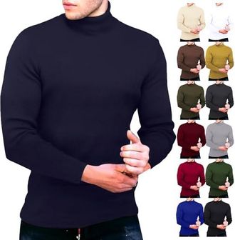 Generic Chemise &agrave; col roul&eacute; et manches longues pour homme Coupe ajust&eacute;e Col roul&eacute; Mode T-shirt de sport Fitness Couche basique, bordeaux, XL