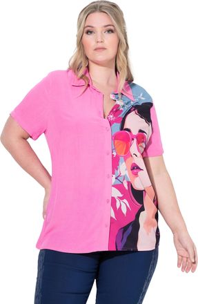 Miamoda Damen gro&szlig;e Gr&ouml;&szlig;en &Uuml;bergr&ouml;&szlig;en Plus Size Bluse, A-Linie Flamingo 50 841068805-50