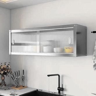 Generic Mehrzweckschrank H&auml;ngeschrank K&uuml;che mit Transparenten Schiebet&uuml;ren Material: Edelstahl und Acryl Werkstatt H&auml;ngeschrank Tragkraft Pro Ebene: 25 Kg f&uuml;r