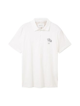 Tom Tailor Herren 1036379 Poloshirt mit Palmen-Print, 10332-Off White, L
