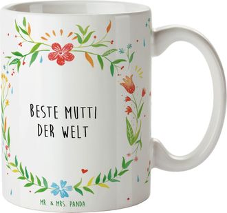 Mr. & Mrs. Panda Tasse Mutti - Geschenk, Beste Mama, Becher, Teebecher, Mami, Supermama, Sch&ouml;ne Teetassen, Keramiktasse, Kaffeetassen, Beste
