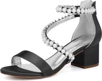 Generic Chaussures De Mariée Femmes Bloc Chunky Lanières Cheville Haut Sandales5.5 CM Ouvert Bout Boucle Mariage Bureau Dress Heels,Noir,36 EU