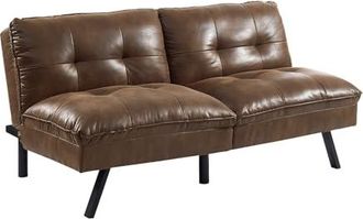 Vente-Unique Canap&eacute; Convertible clic-clac 3 Places en Microfibre vieillie Marron PEGULA II