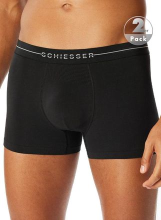 Schiesser Herren Trunks schwarz Baumwolle unifarben