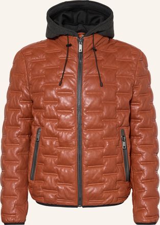 Milestone Lederjacke Msalonso Mit Herausnehmbarer Blende Und Abnehmbarer Kapuze braun