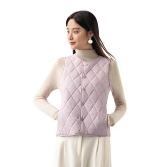 Generic Les gilets en coton sont l&eacute;gers et fins, les gilets chauds &agrave; carreaux pour homme et femme sont port&eacute;s en automne et en hiver, violet, XXL