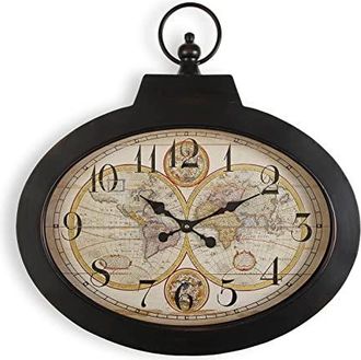 VERSA Pangea Dekorative Wanduhr f&uuml;r die K&uuml;che, das Wohnzimmer, Esszimmer oder Schlafzimmer, Ma&szlig;nahmen (H x L x B) 63 x 6 x 60 cm, Metall, Farbe: Schwarz