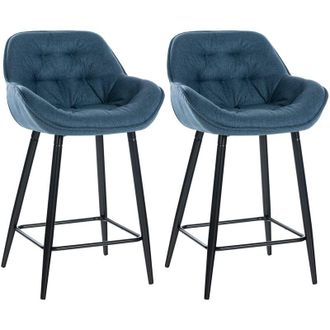 Clp 2er Set Barhocker Gibson blau Stoff