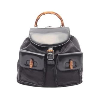 Gucci Pre-owned Bamboo Nylon Emaille Rucksack - - Pre-owned - Damen - Schwarzk - ONE SIZE
