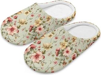 Coloranimal Pantoufles de spa pour femme - Pour chambre dh&ocirc;tes, maison - Bout ferm&eacute; - R&eacute;utilisable - Sandales dh&ocirc;tel, floral, 38.5/39.5 EU