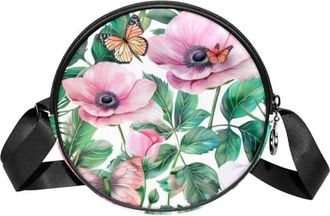 Generic Sac &agrave; bandouli&egrave;re circulaire pour femme, petit sac &agrave; bandouli&egrave;re avec fermeture &eacute;clair, bretelles r&eacute;glables, sac &agrave; main rond d&eacute;contract&eacute; pour femmes e