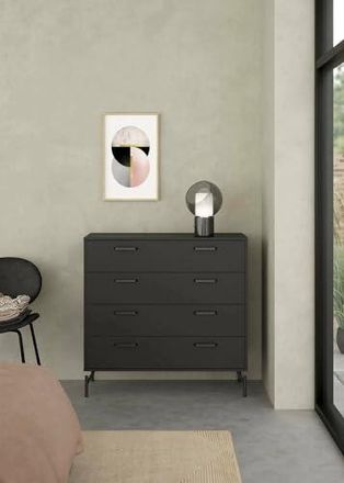 Dmora Kommode Constance, Mehrzweckkommode, Schlafzimmerkommode, Schrank mit Schubladen, 99x40 h96 cm, Schwarz