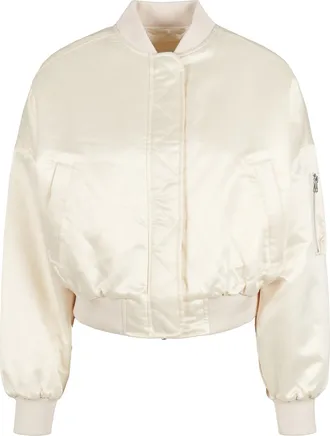 Urban Classics Damen Jacke Ladies Short Oversized Satin Bomber Jacket whitesand 3XL