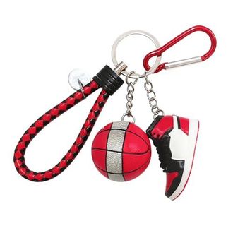 Generic Porte-clés en forme de chaussure 3D avec mini ballon de basket et cordon, porte-clés élégant pour les fans de basket-ball, cadeau pour enfants, hommes