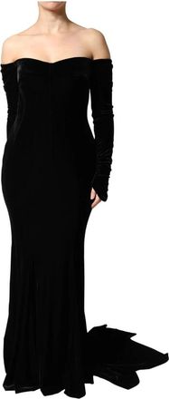 Dolce & Gabbana Femme, Robes, Noir, Taille: 36 FR Robe Longue Fourreau D&eacute;collet&eacute; &Eacute;paules D&eacute;nud&eacute;es