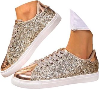 Generic Baskets &agrave; paillettes pour femme - Classiques et confortables - Chaussures de sport - Chaussures de loisirs - Pieds larges - D&eacute;contract&eacute;es - Mocassins 