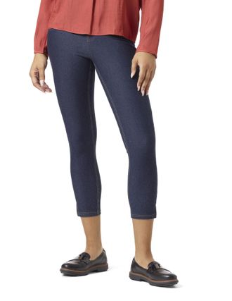 Hue Damen Essential Denim Capri mit Kn&ouml;chelschlitzen Strumpfwaren, Deep Indigo Wash, S
