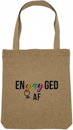 Fabulous Sac Shopping Tote Bag Aspect Lin - En-gay-ged AF Fianc&eacute; Mariage LGBTQ+ - Sac de Courses Toile Epaisse 360g Beige Naturel Cabas Port&eacute; Epaule Solide Imp