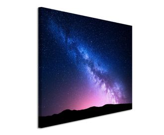 Paul Sinus Art XXL Fotoleinwand 120x80cm Landschaftsfotografie - Milchstraße im pinken Sternenhimmel auf Leinwand exklusives Wandbild moderne Fotografie für ihre Wan