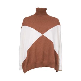 Le Tricot Perugia Hochgeschlossener Pullover mit geometrischem Muster - - Knitwear - Damen - Braun - XS