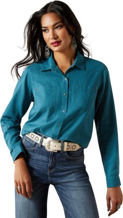 Ariat Womens Billie Jeans Western Shirt Long Sleeve in Dragonfly Dobby, Size 2X-Large, by Ariat