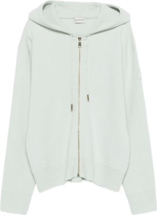 Moncler Femme, Sweatshirts et sweats &agrave; capuche, Vert, Taille: 38 FR Sweat &agrave; capuche zipp&eacute; en cachemire et laine