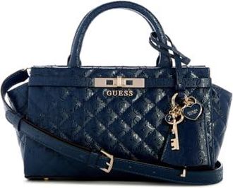 Guess Femmes Idra Small Satchel Cartable, Minuit/Excursion, Couleur Unie (Midnight/Getaway Solids), Quilted