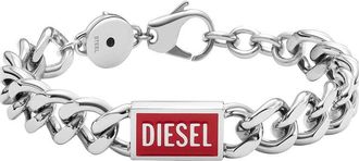 Diesel Armband F&uuml;r M&auml;nner Stahl, L&auml;nge: 180-195mm, Breite: 12mm, H&ouml;he: 4.3mm Silber Edelstahlarmband, DX1371040
