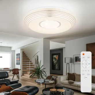 ETC Shop Plafonnier dimmable avec télécommande lampe de cuisine plafonnier led salon avec effet étoile, couleur de lumière réglable, 40W 2620lm blanc