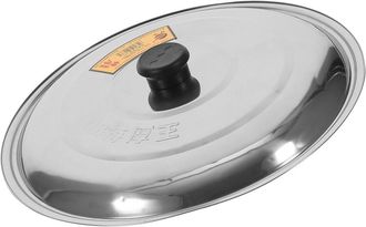 Cabilock Pfannendeckel Aus Edelstahl 40cm Mit Hitzebest&auml;ndigem Griff Universeller Metalldeckel F&uuml;r Bratpfannen Und Haushaltsanwendungen