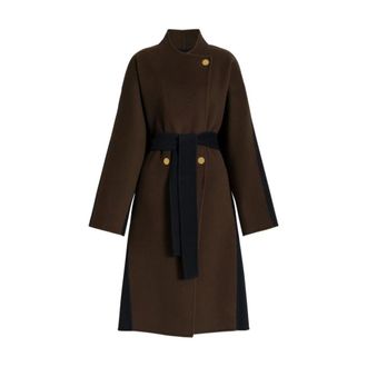 Alberta Ferretti Manteau ceintur&eacute; en laine m&eacute;lang&eacute;e - Femme - Manteaux - Vert - Taille: 40 FR