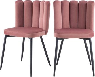 Rendez-Vous Déco Rendez-vous Déco - Lot de 2 chaises en velours rose et pieds en métal noir - rosy