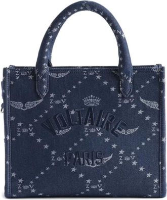 Zadig&Voltaire Femme, Sacs, Bleu, Taille: ONE Size Angel Tote XS Denim Monogram