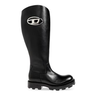 Diesel D-Hammer Leder kniehohe Stiefel - - Shoes - Damen - Schwarzk - 39 EU
