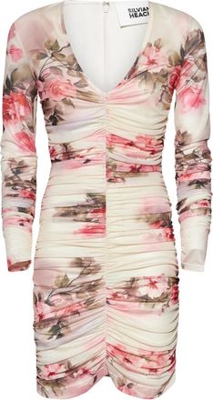 Silvian Heach Femme, Robes, Multicolore, Taille: 36 FR Robe Courte avec Imprim&eacute; Artistique et D&eacute;tails Drapp&eacute;s