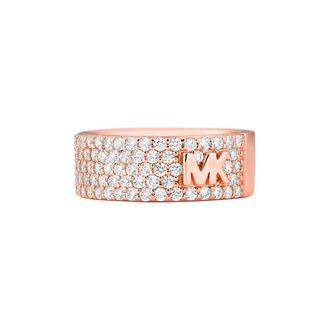 Michael Kors Bague Logo Pav&eacute; Mott - Femme - Accessoires - Rose - Taille: 44 MM