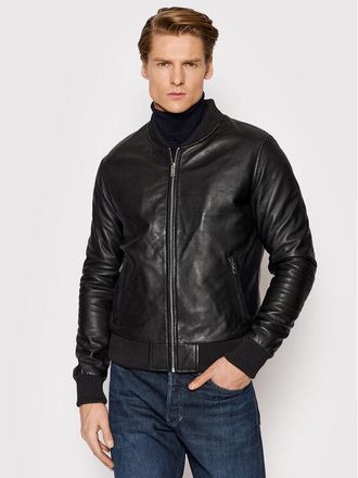 Serge Pariente Lederjacke Bonbon Schwarz Slim Fit