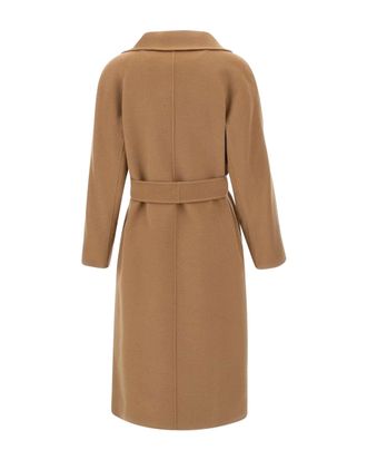 Max Mara Womens Long Wrap Coat Cles Camel Virgin Wool