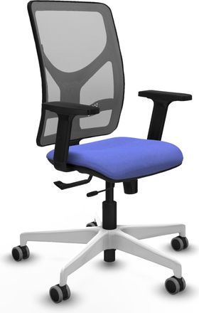 Piqueras y Crespo Stuhl mit Armlehnen, h&ouml;henverstellbare Lendenwirbelst&uuml;tze, ausgestattet mit Syncro/Traslack und Schneideschaum, mit Rollen 65 mm, Parkett, Grau/Hellbl