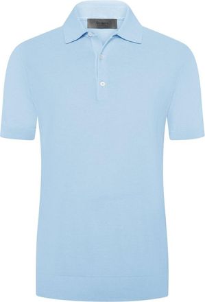 Ferrante Unifarbenes Poloshirt aus &auml;gyptischer Baumwolle in Reiskornstruktur in