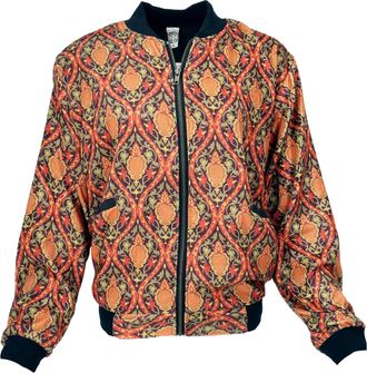 Guru Shop Boho Style Bomberjacke, Samtjacke - Schwarz/orange, Damen, Synthetisch, Size:M