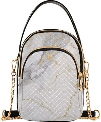 Mnsruu Sac à bandoulière pour femme - Gris marbré doré fluide - Petit sac à bandoulière avec sangle réglable